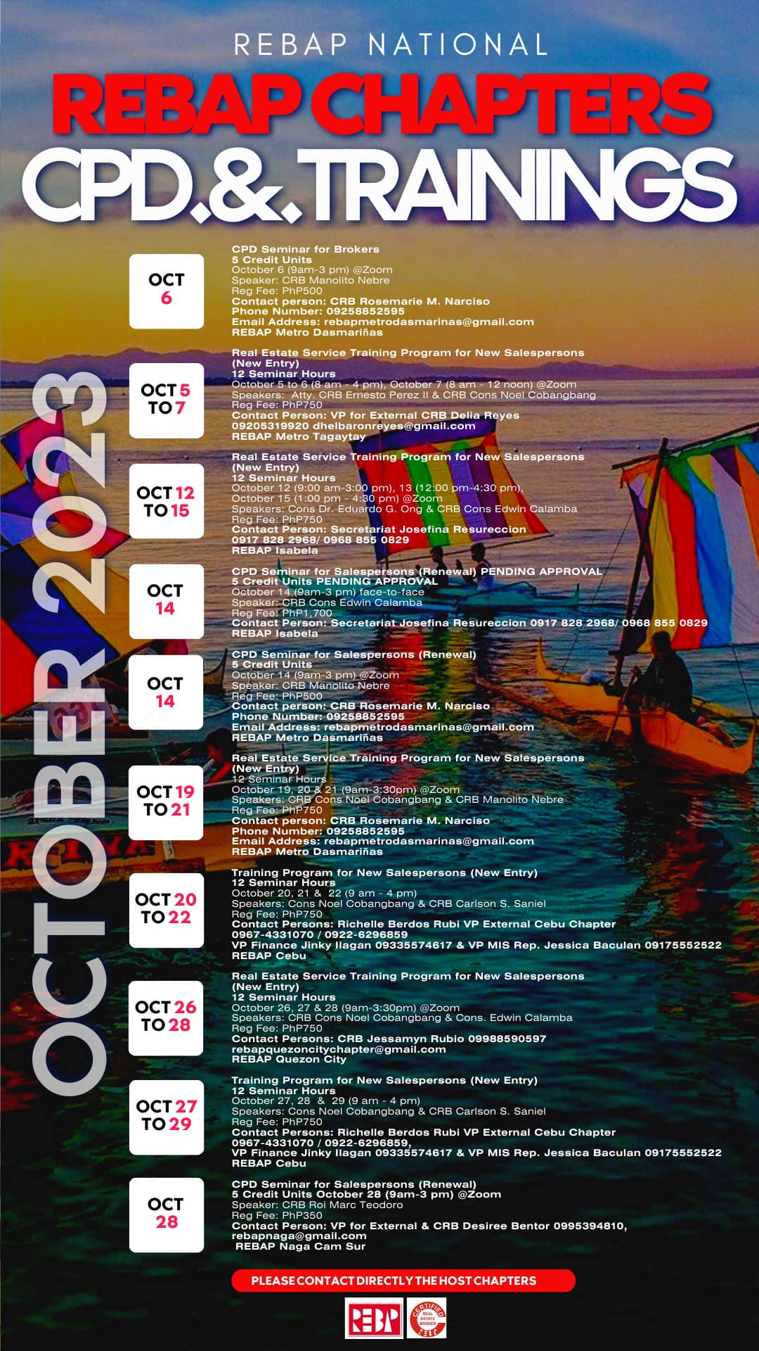 October Schedule of CPD and Training - REBAP