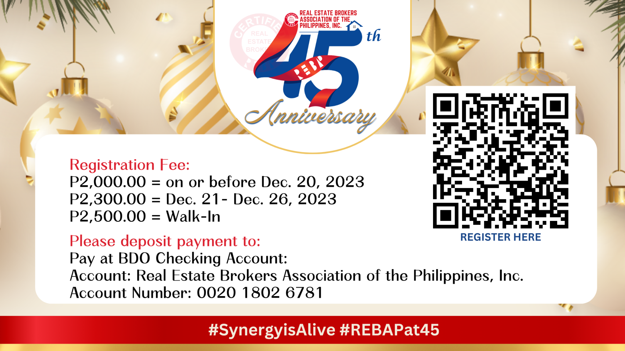 45th REBAP Anniversary, Christmas Soiree and Awards Gala Registration ...